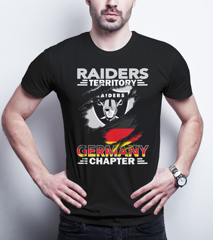 Raiders Territory Germany Chapter Shield With Raiders Logo And National Colors T-Shirt