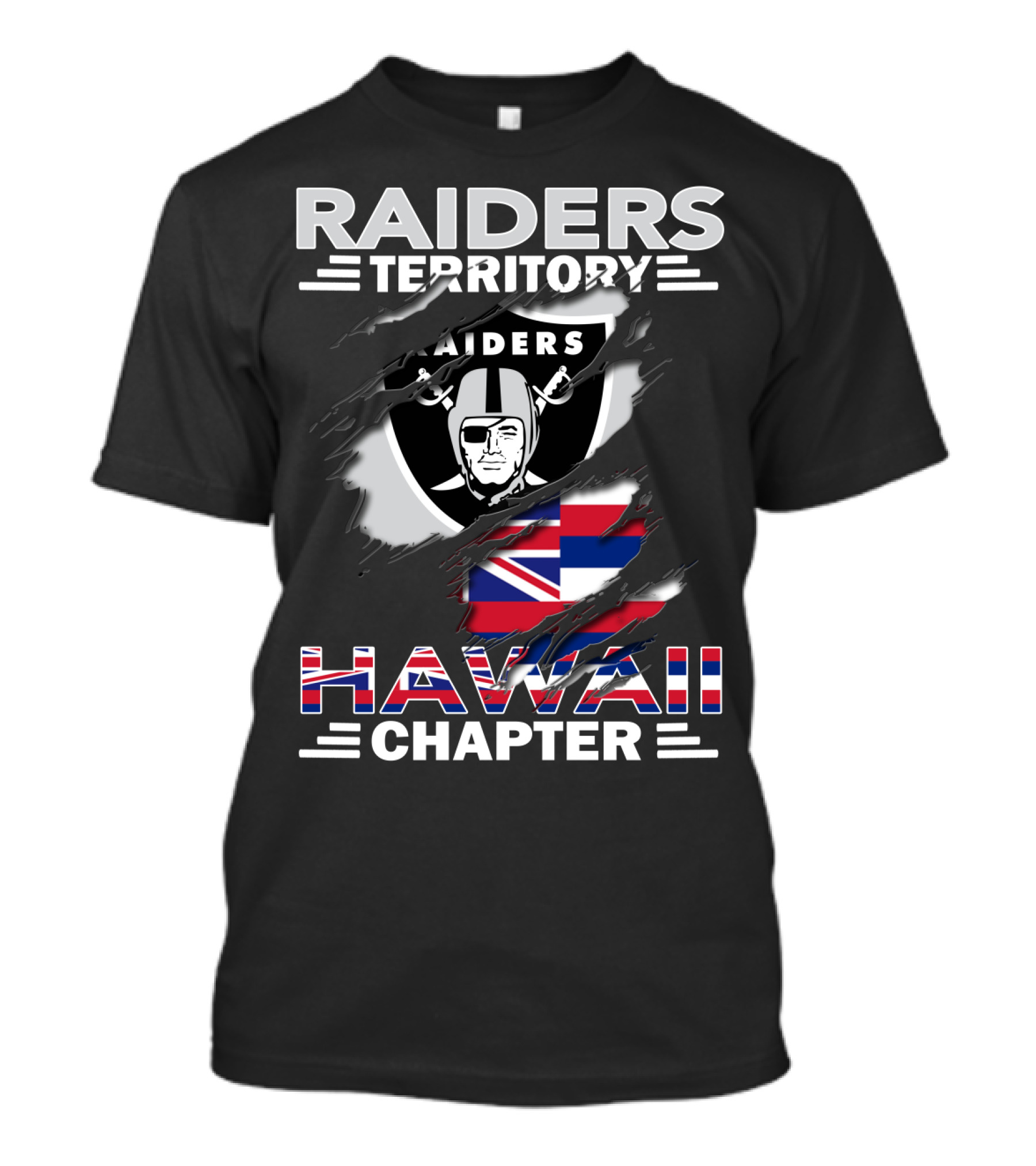 Raiders Territory Hawaii Chapter Nfl Raiders Logo With Hawaiian Flag Elements T-Shirt