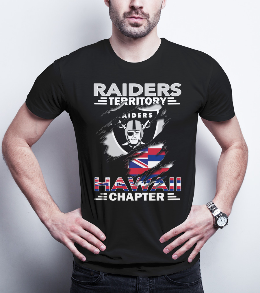Raiders Territory Hawaii Chapter Nfl Raiders Logo With Hawaiian Flag Elements T-Shirt