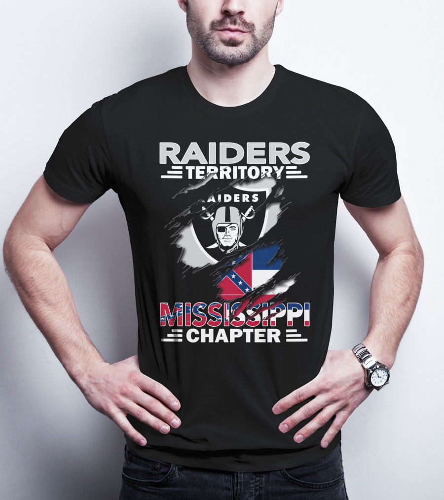 Raiders Territory Mississippi Chapter With Raiders Shield And Mississippi Flag Elements T-Shirt