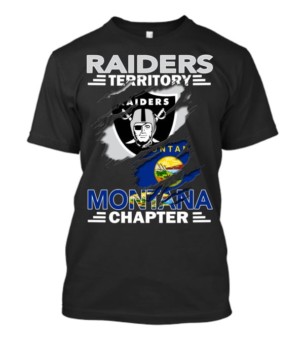 Raiders Territory Montana Chapter Raiders Logo And Montana Flag T-Shirt