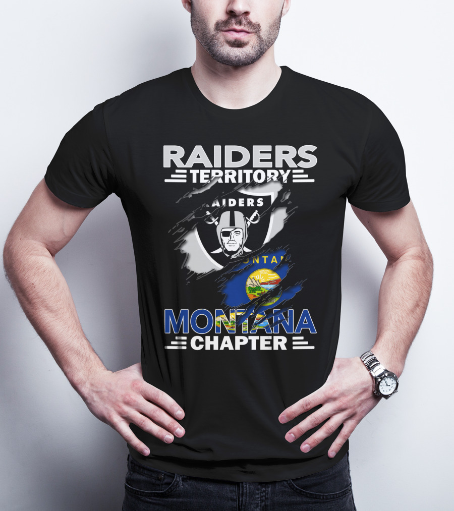 Raiders Territory Montana Chapter Raiders Logo And Montana Flag T-Shirt