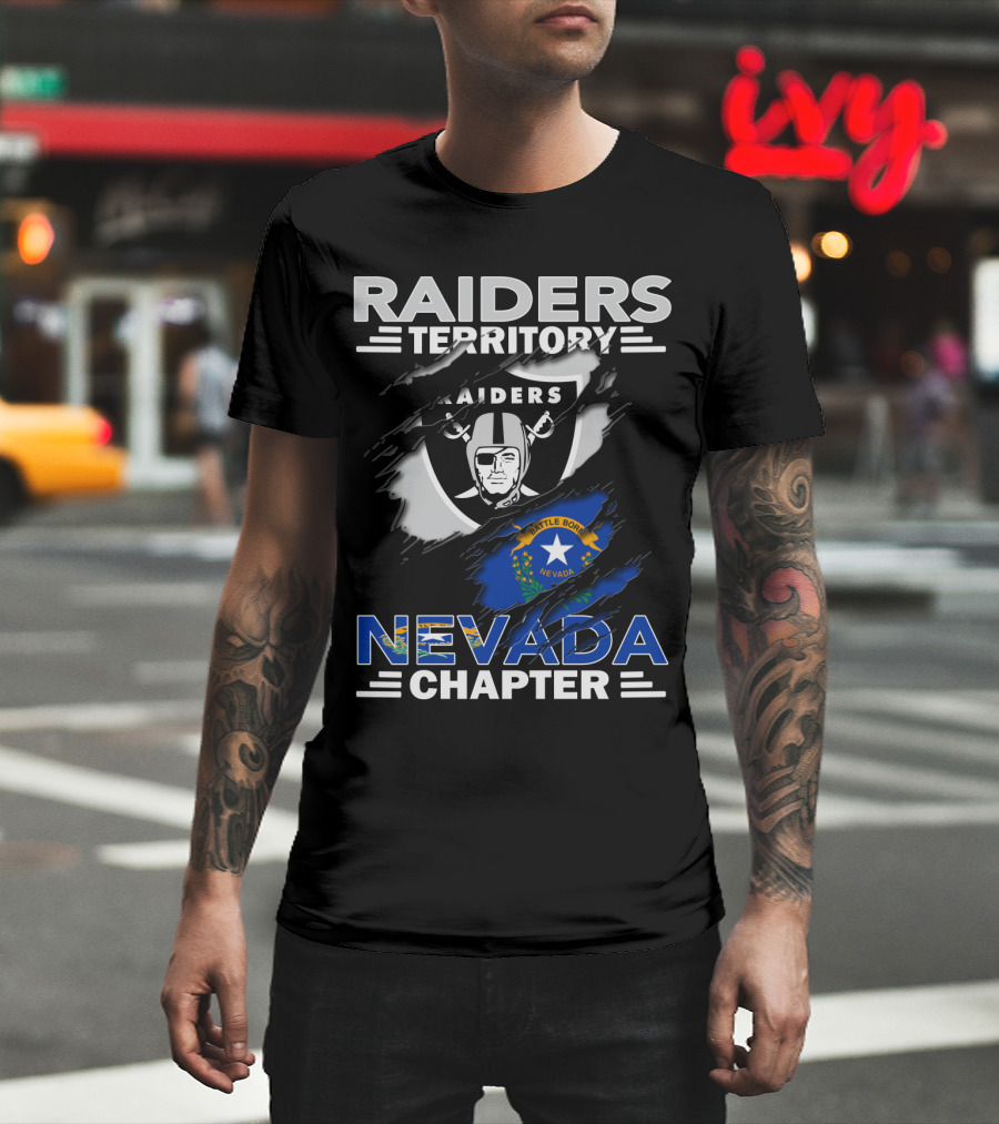 Raiders Territory Nevada Chapter Battle Born Flag Crest T-Shirt