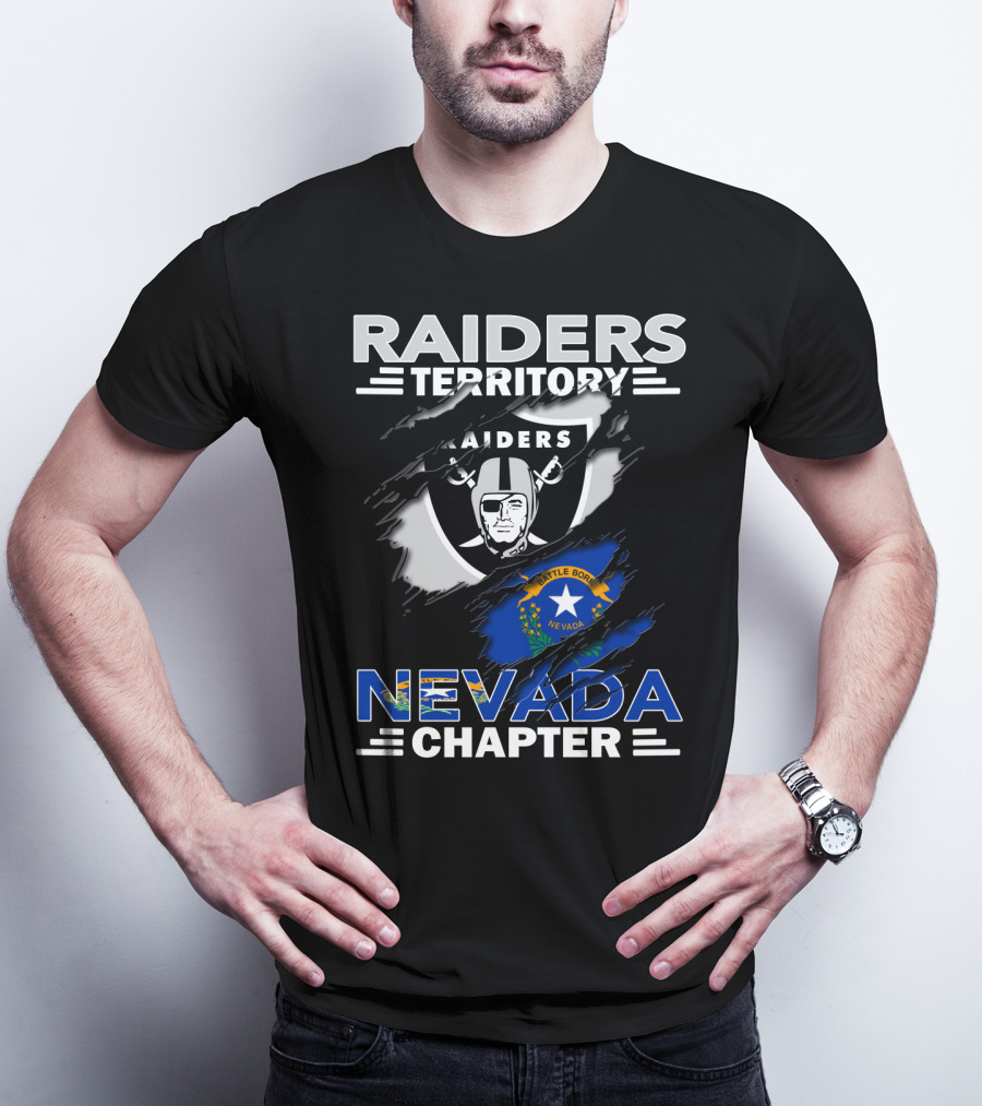 Raiders Territory Nevada Chapter Battle Born Flag Crest T-Shirt