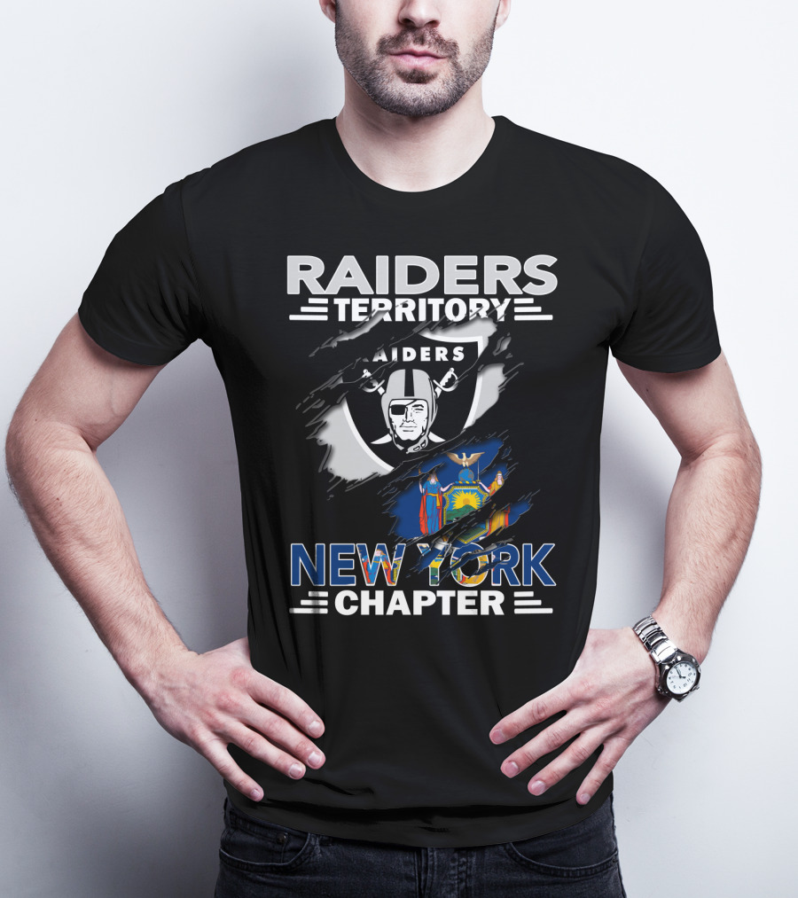 Raiders Territory New York Chapter Shield And State Symbol Integration T-Shirt