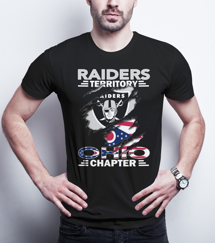 Raiders Territory Ohio Chapter With Ohio Flag And Raiders T-Shirt