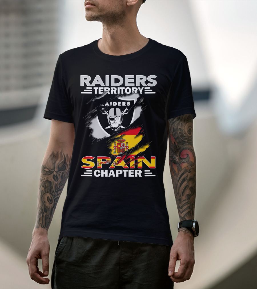 RAIDERS TERRITORY SPAIN CHAPTER FLAG AND SHIELD T-Shirt
