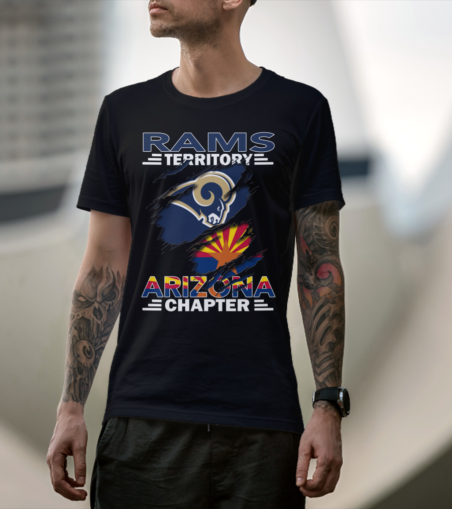 Rams Territory Arizona Chapter Logo With Arizona Flag And Rams T-Shirt