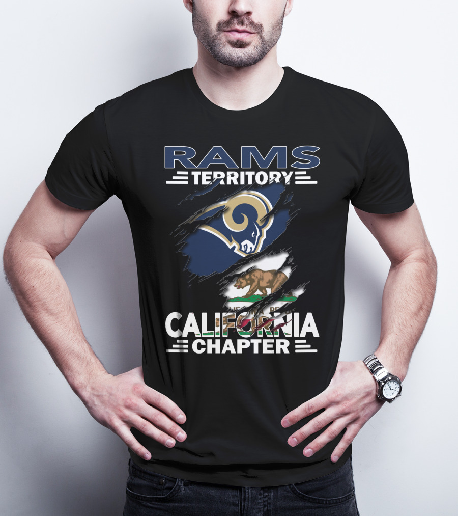 Rams Territory California Chapter Bear Flag Rip T-Shirt
