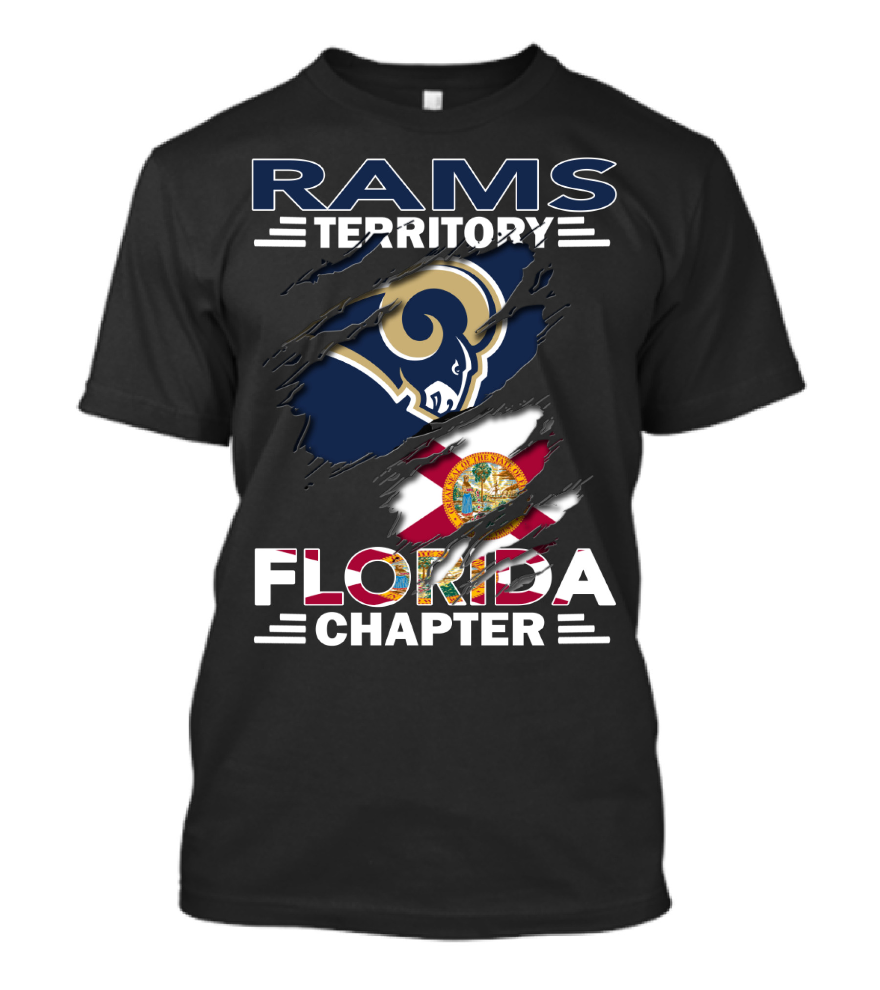 Rams Territory Florida Chapter Flag And Team Logo Fusion T-Shirt