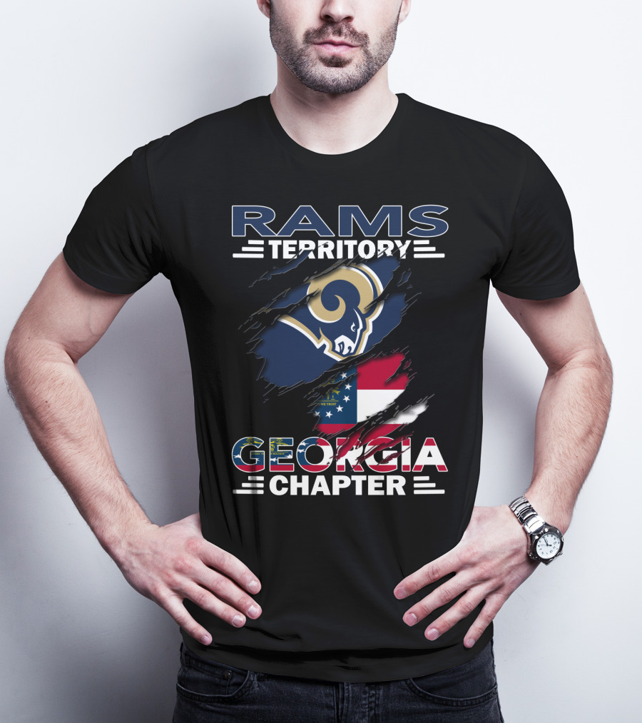 Rams Territory Georgia Chapter Rams Logo And Georgia Flag T-Shirt