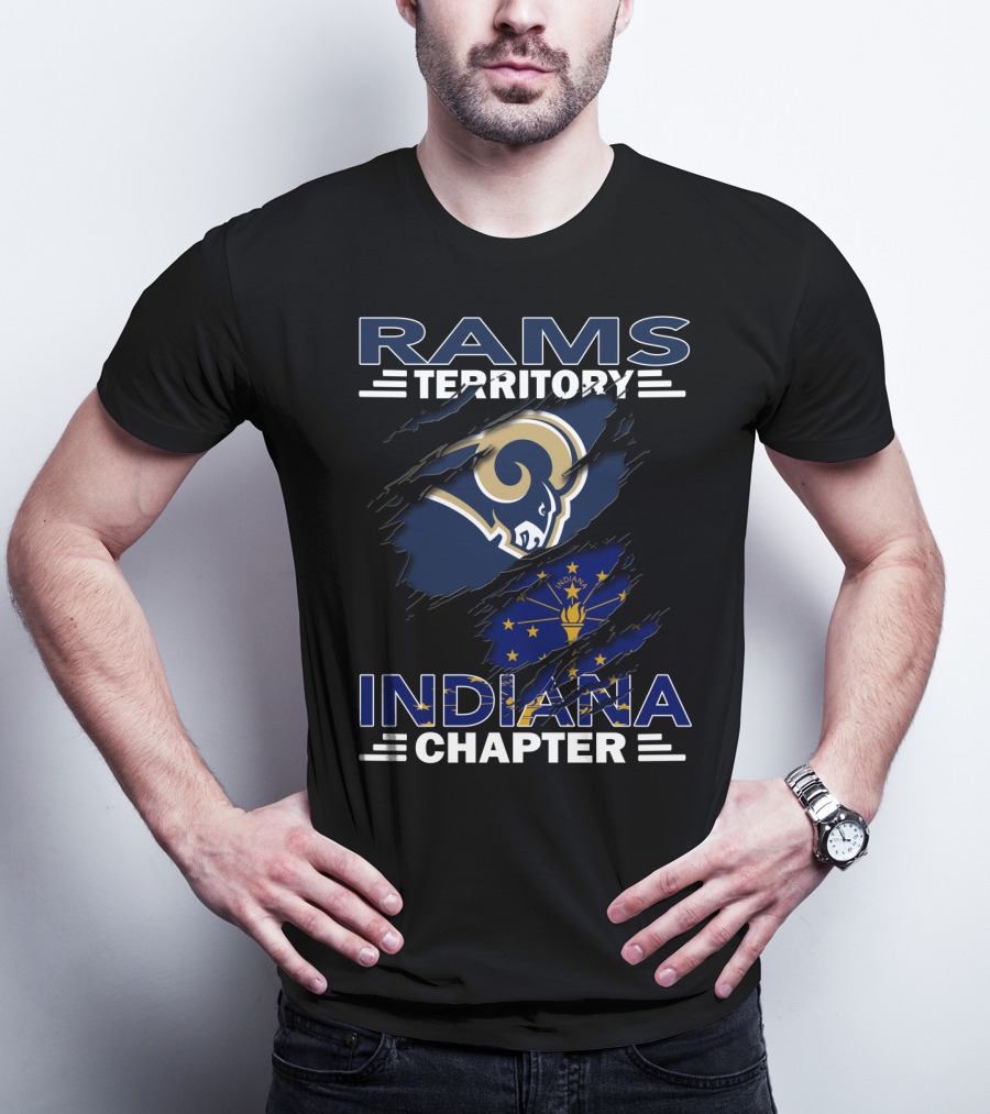 Rams Territory Indiana Chapter Indiana Flag And Rams T-Shirt