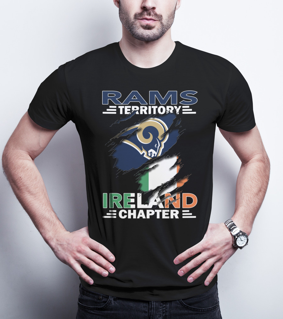 Rams Territory Ireland Chapter NFL Fan Logo With Irish Flag T-Shirt