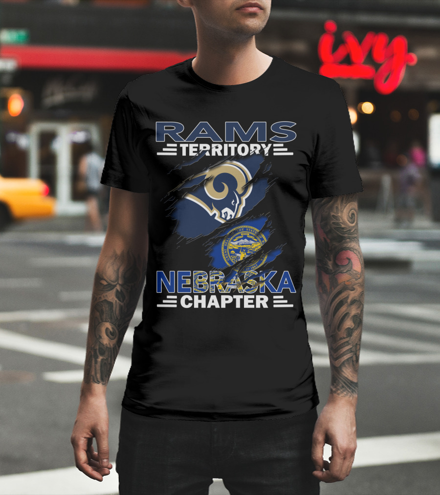 Rams Territory Nebraska Chapter State Seal And Team Logo Fusion T-Shirt