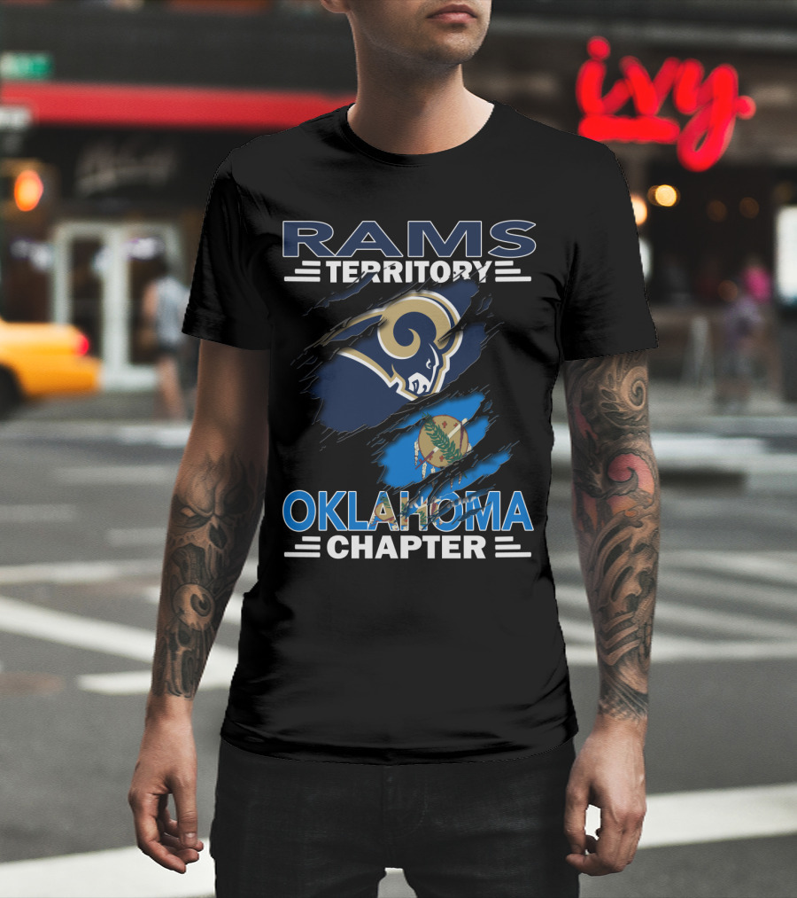 Rams Territory Oklahoma Chapter With Iconic Ram Logo And Oklahoma Flag T-Shirt