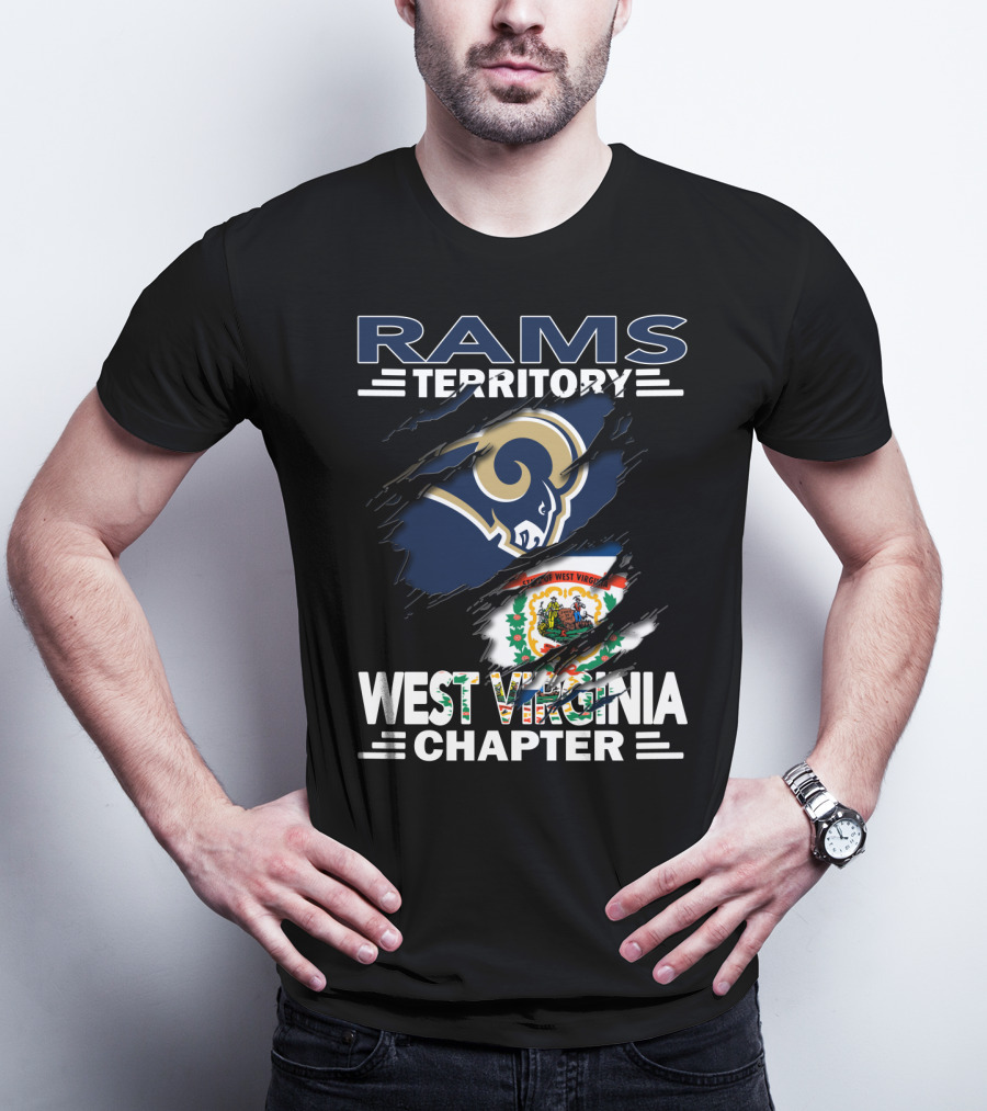Rams Territory West Virginia Chapter NFL Logo State Flag Fusion T-Shirt