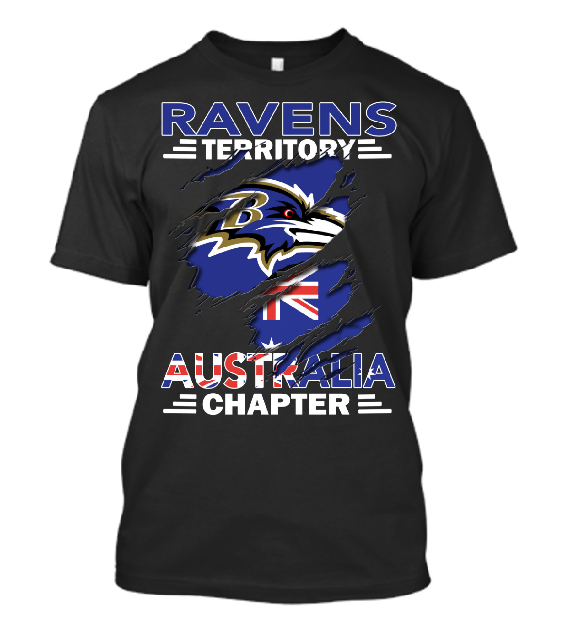 Ravens Territory Australia Chapter NFL Team Logo With Australian Flag T-Shirt