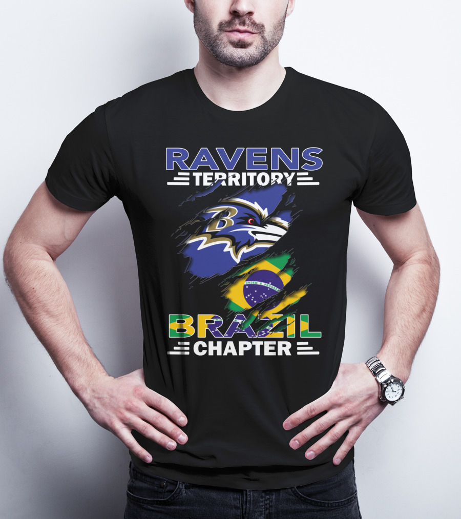 Ravens Territory Brazil Chapter Baltimore Fan Base Brazil Flag And Logo Integration T-Shirt