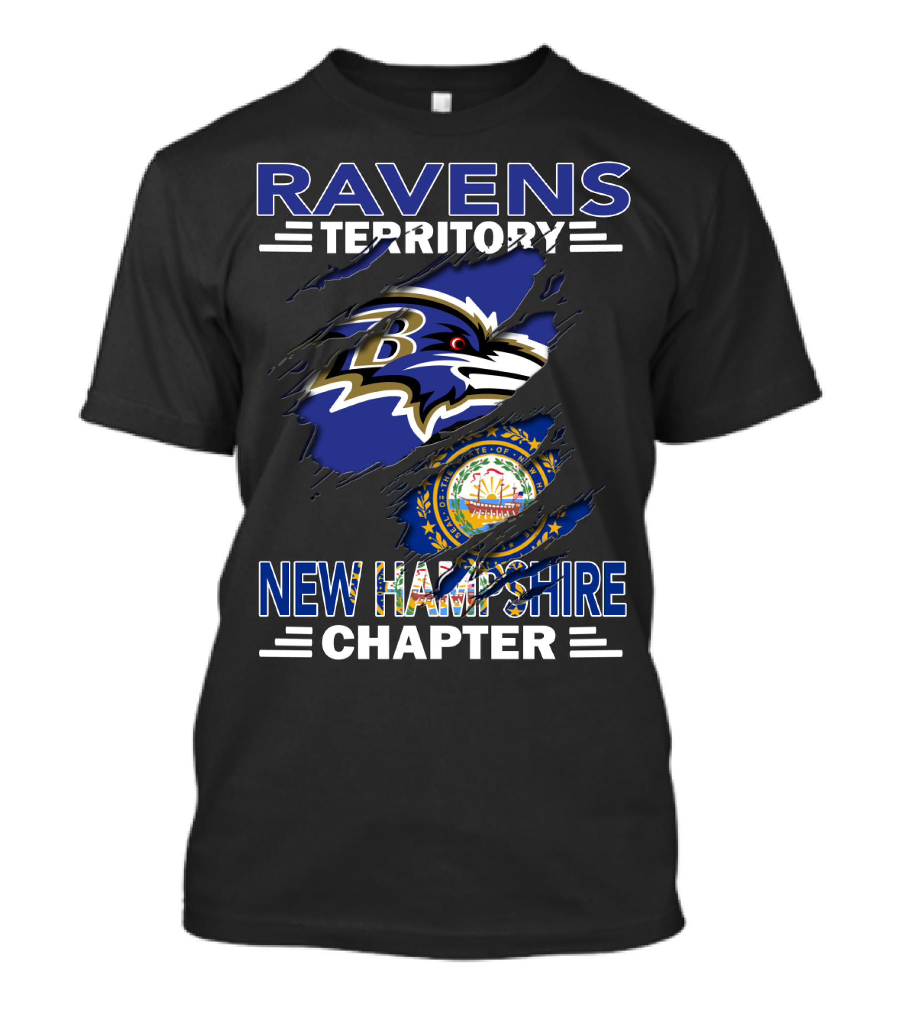 Ravens Territory New Hampshire Chapter Baltimore Ravens Nfl Fan Club T-Shirt