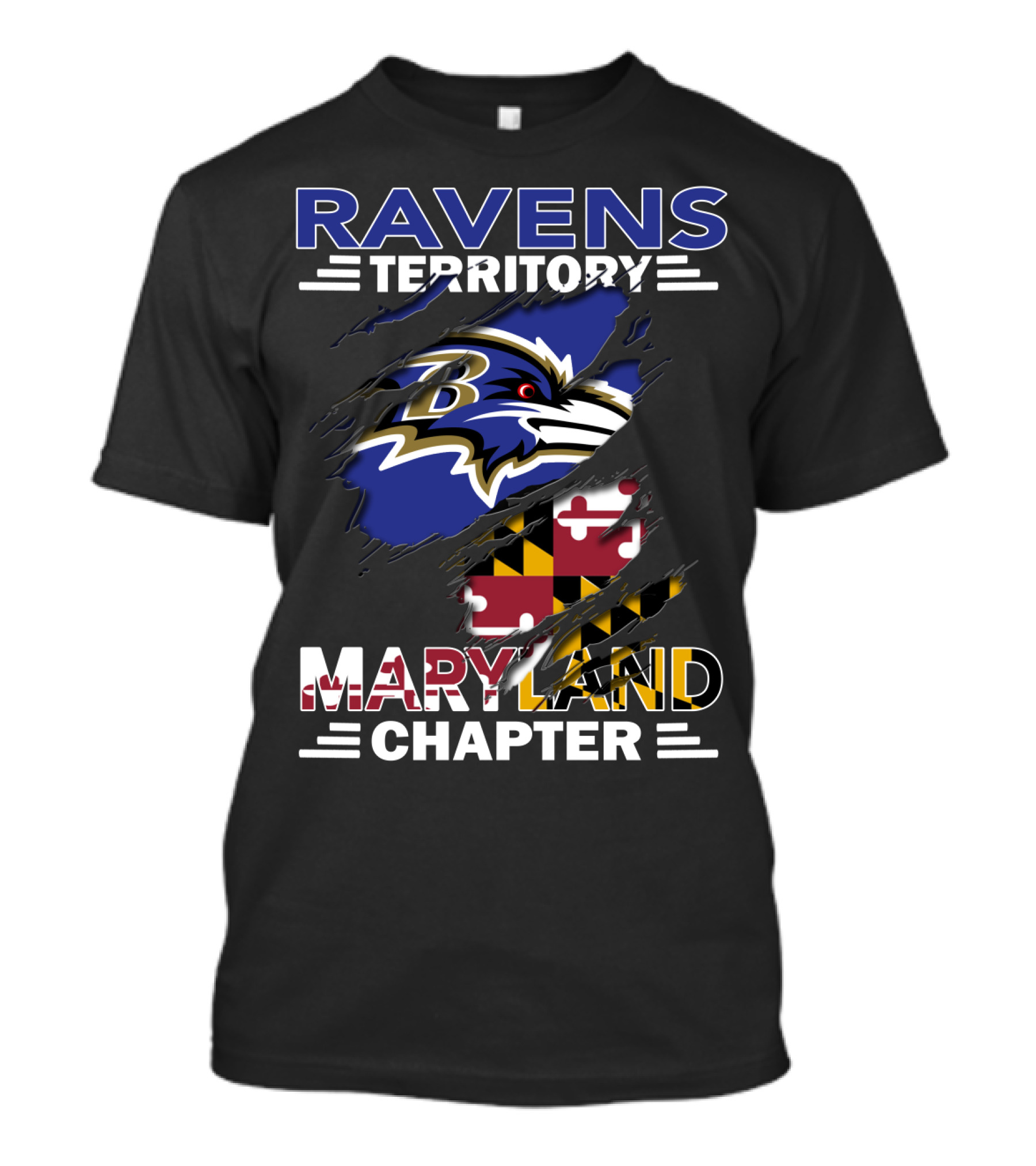 Ravens Territory Maryland Chapter Baltimore Football Flag Emblem T-Shirt