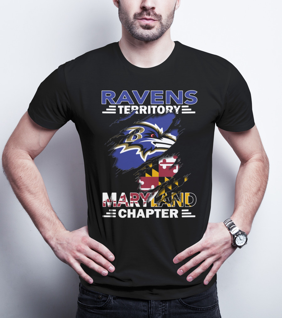 Ravens Territory Maryland Chapter Baltimore Football Flag Emblem T-Shirt