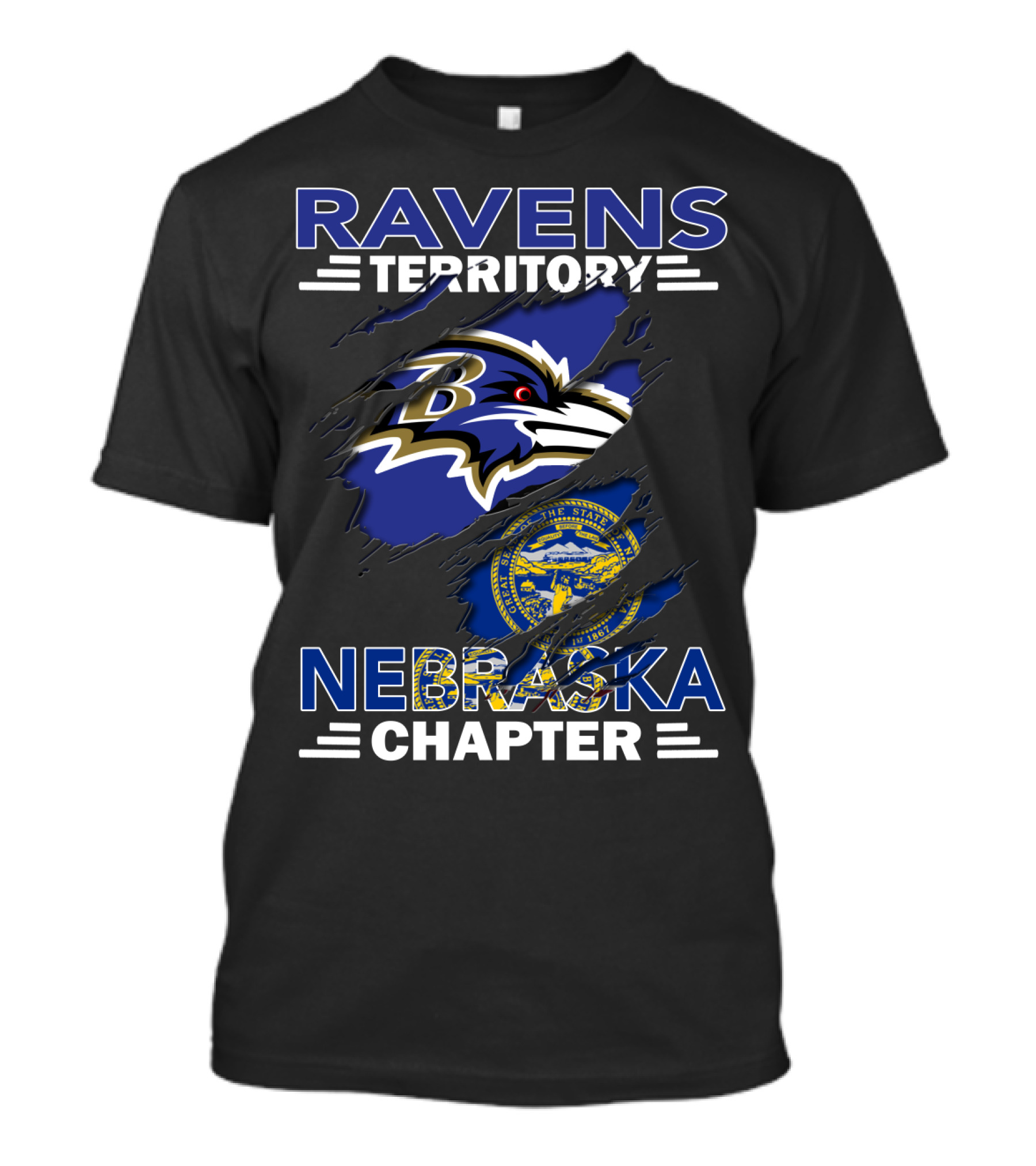 Ravens Territory Nebraska Chapter Baltimore Ravens Fan Group T-Shirt