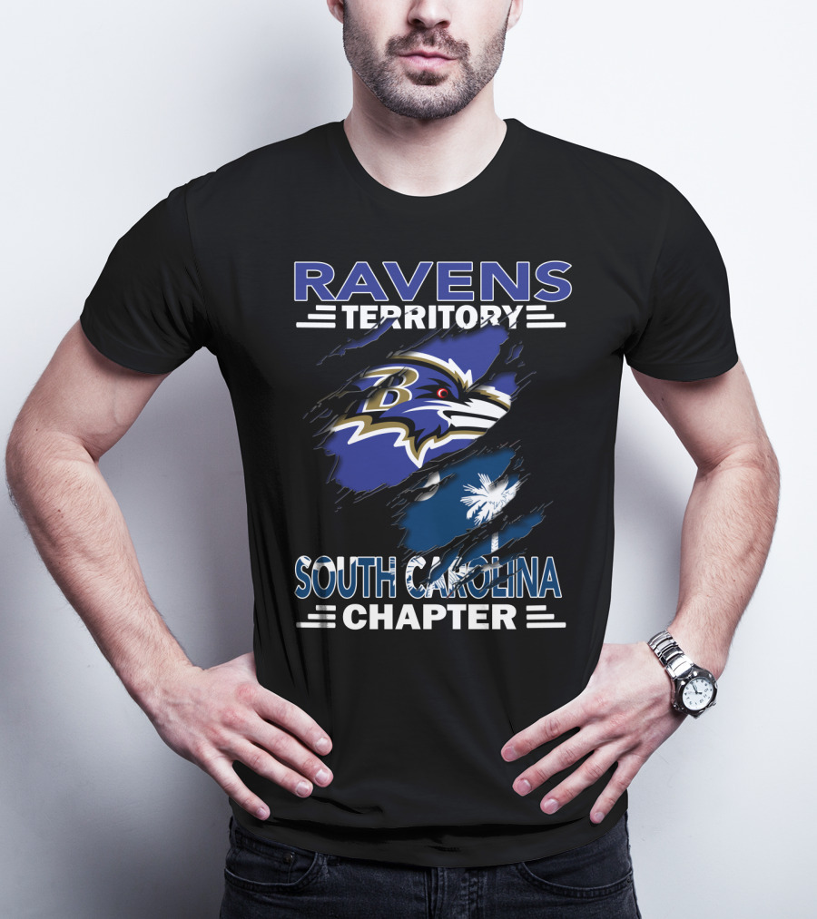 Ravens Territory South Carolina Chapter Baltimore Ravens Logo Palmetto Tree T-Shirt