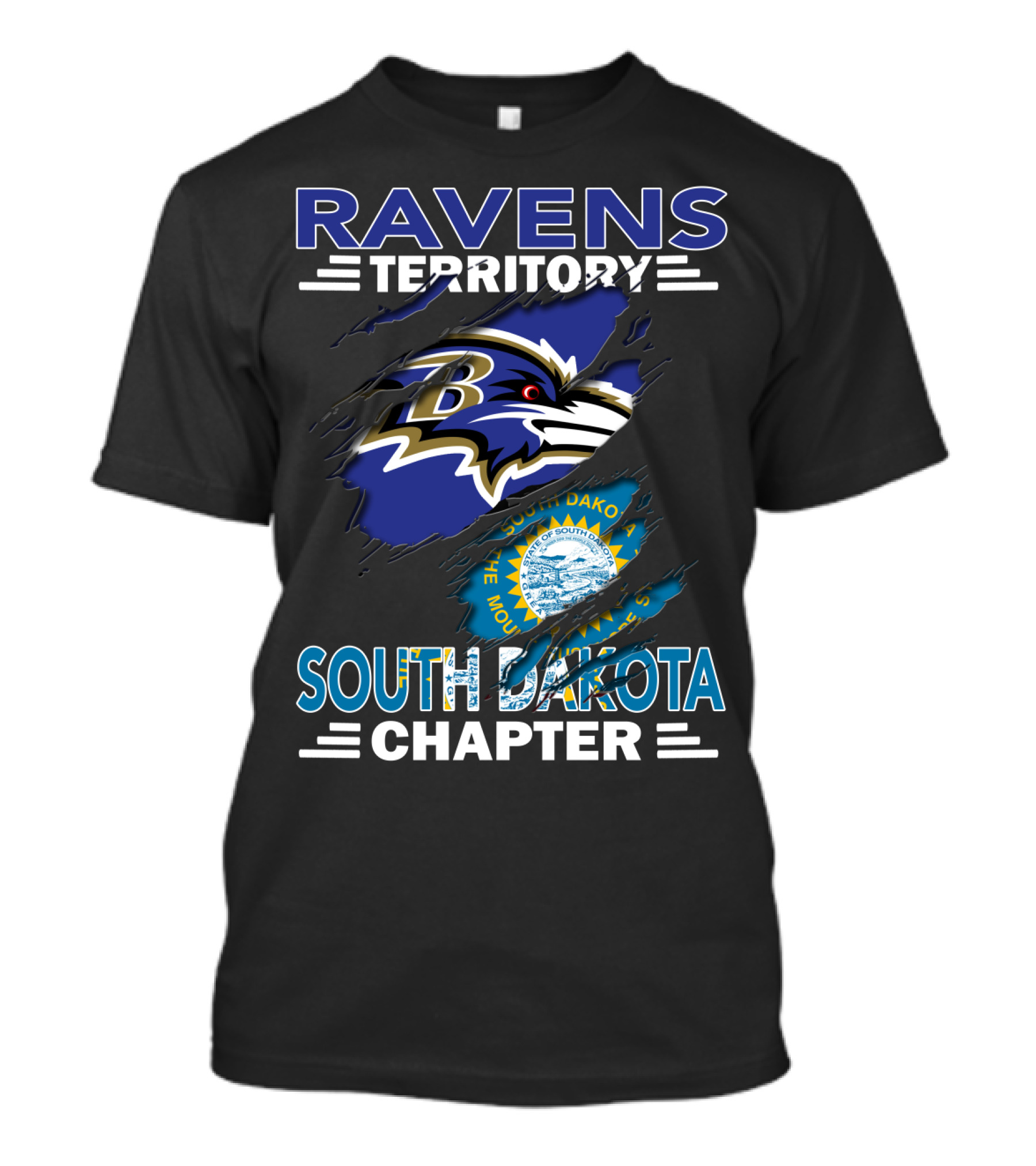 Ravens Territory South Dakota Chapter Baltimore Logo And State Emblem T-Shirt