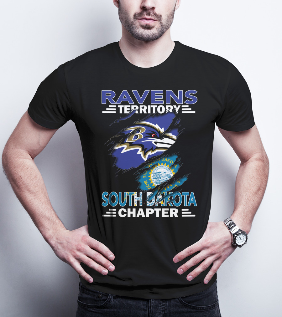 Ravens Territory South Dakota Chapter Baltimore Logo And State Emblem T-Shirt