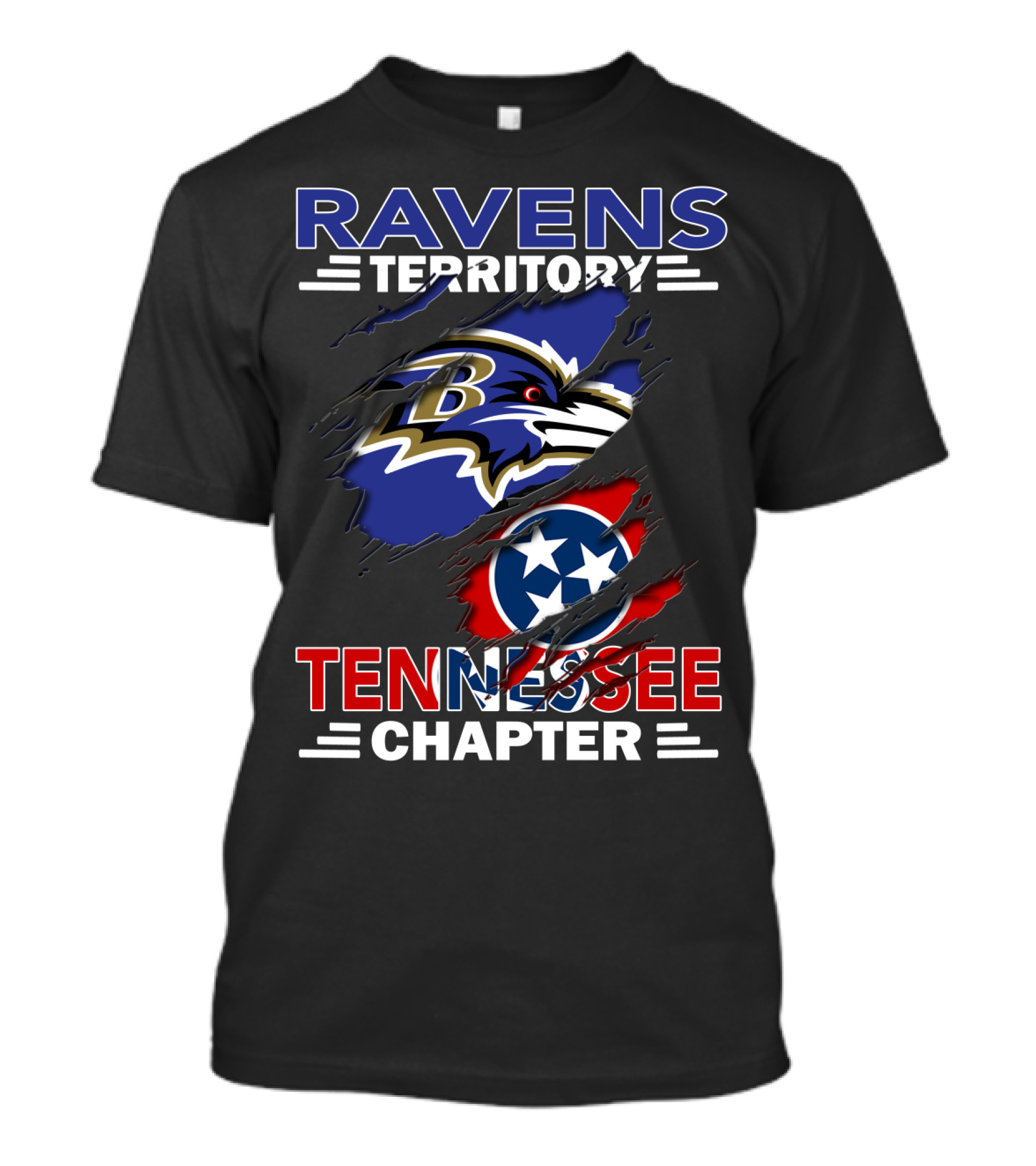 Ravens Territory Tennessee Chapter Baltimore Ravens Tennessee Flag T-Shirt