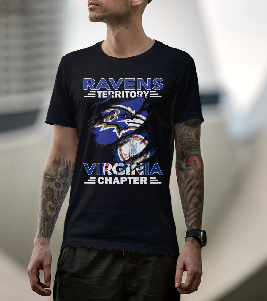 Ravens Territory Virginia Chapter Baltimore Ravens Logo Virginia State Flag T-Shirt