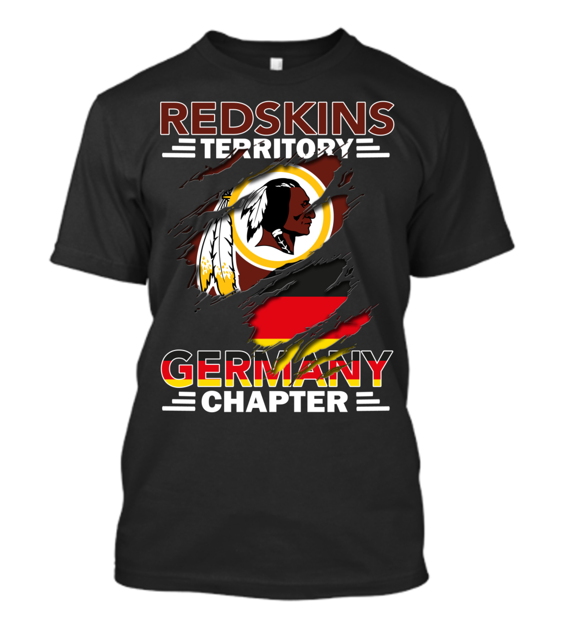 Redskins Territory Germany Chapter Football Fan Logo With Flag T-Shirt