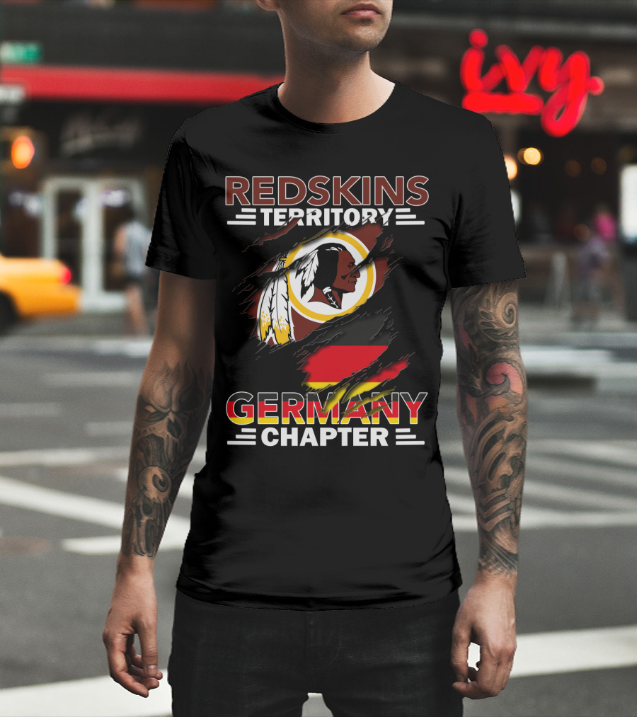 Redskins Territory Germany Chapter Football Fan Logo With Flag T-Shirt