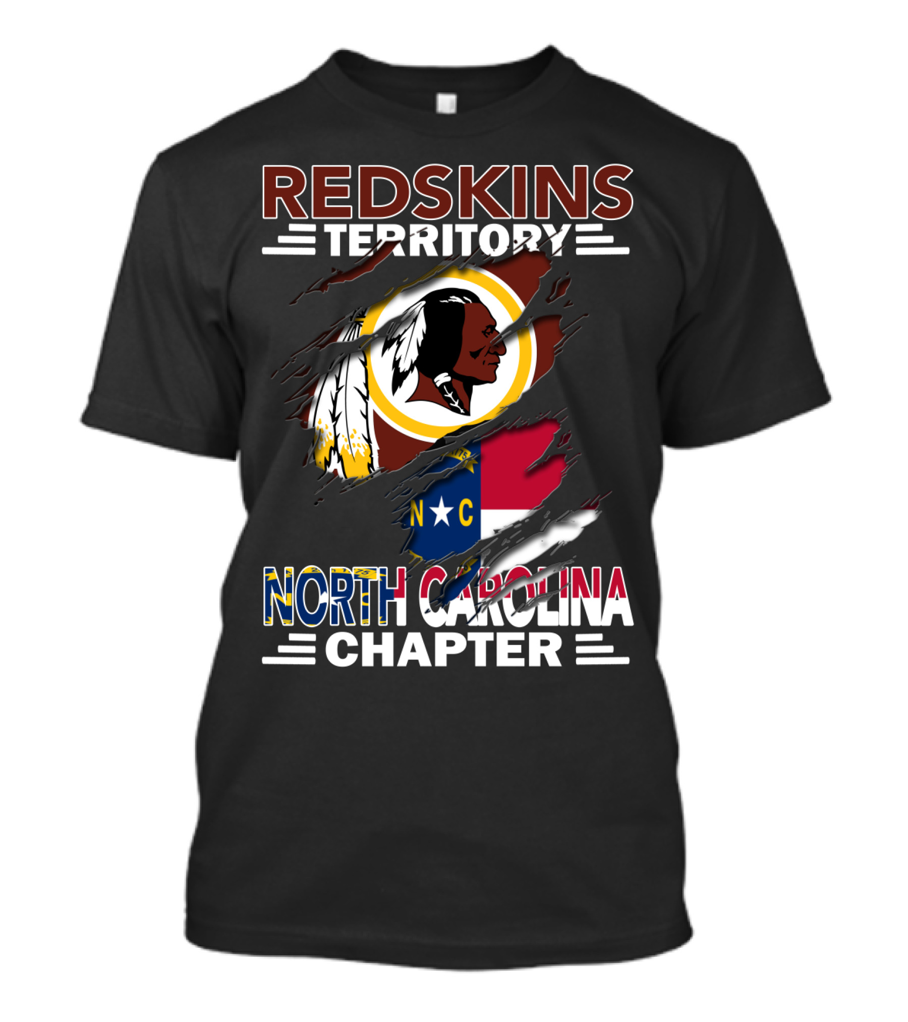 Redskins Territory North Carolina Chapter Redskins Logo With North Carolina Flag T-Shirt