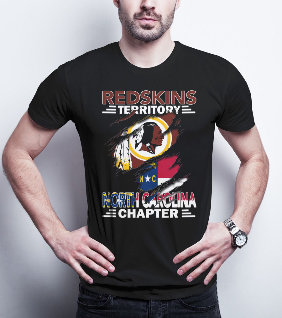 Redskins Territory North Carolina Chapter Redskins Logo With North Carolina Flag T-Shirt