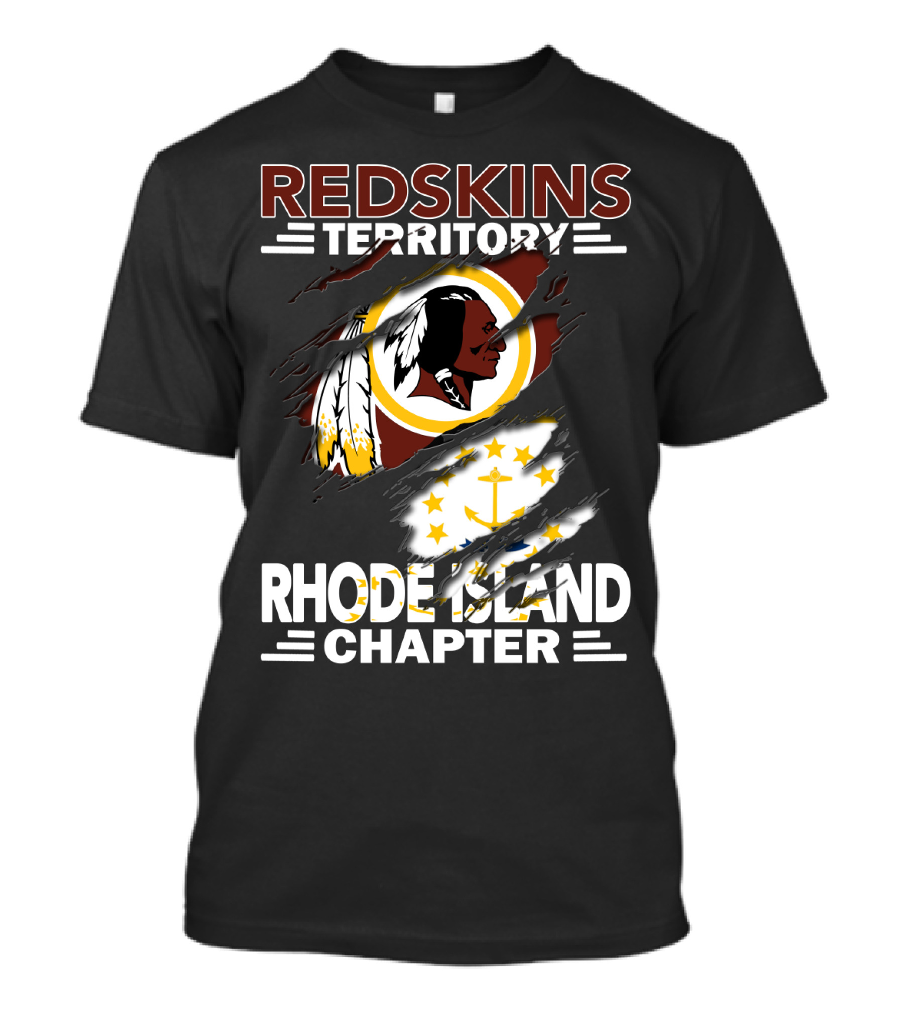 Redskins Territory Rhode Island Chapter Logo And Flag T-Shirt