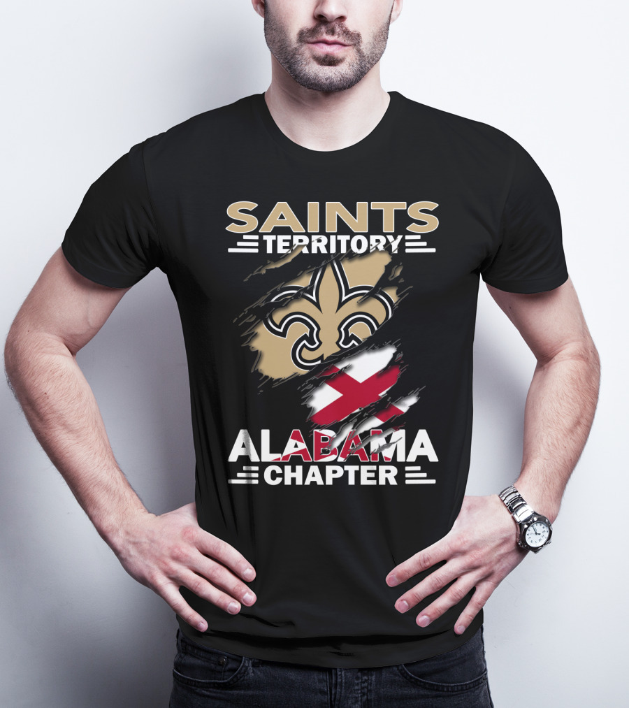SAINTS TERRITORY ALABAMA CHAPTER FLEUR-DE-LIS AND CROSS FLAG T-Shirt
