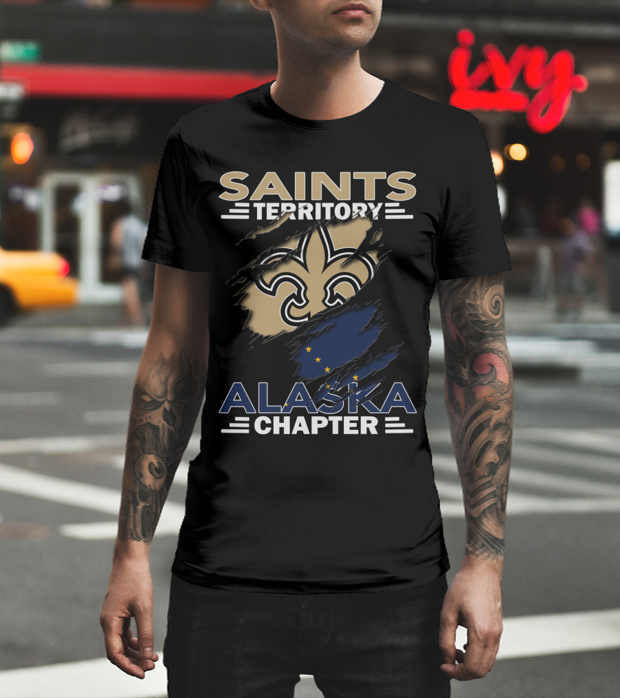 Saints Territory Alaska Chapter Fleur-de-Lis And Alaska Flag T-Shirt