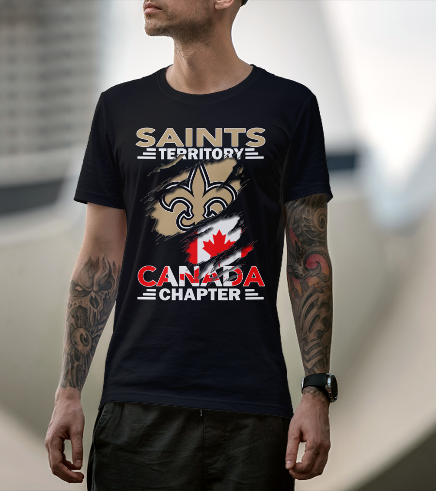 Saints Territory Canada Chapter Fleur-de-Lis And Maple Leaf T-Shirt