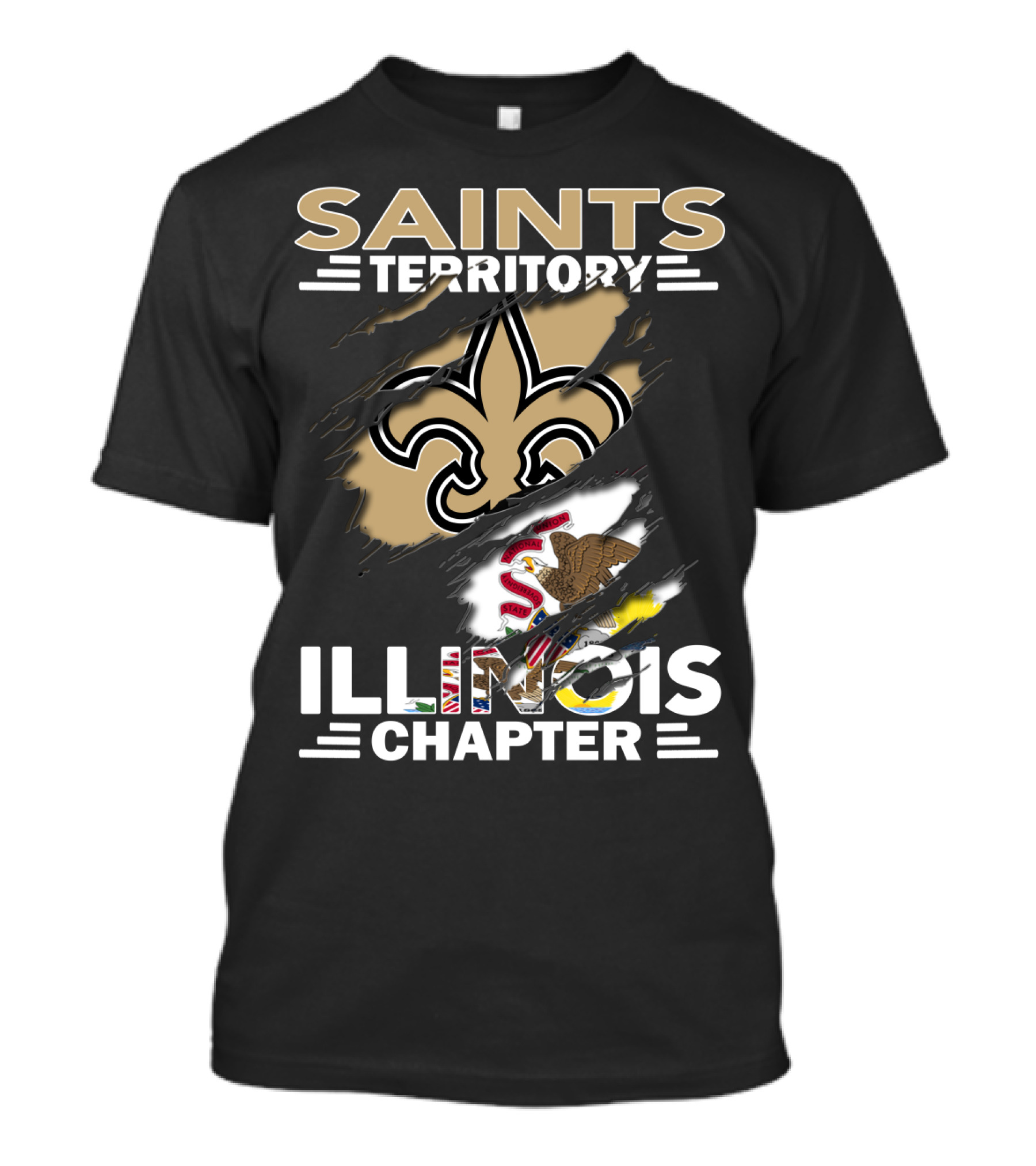 Saints Territory Illinois Chapter Fleur-de-Lis And State Flag T-Shirt