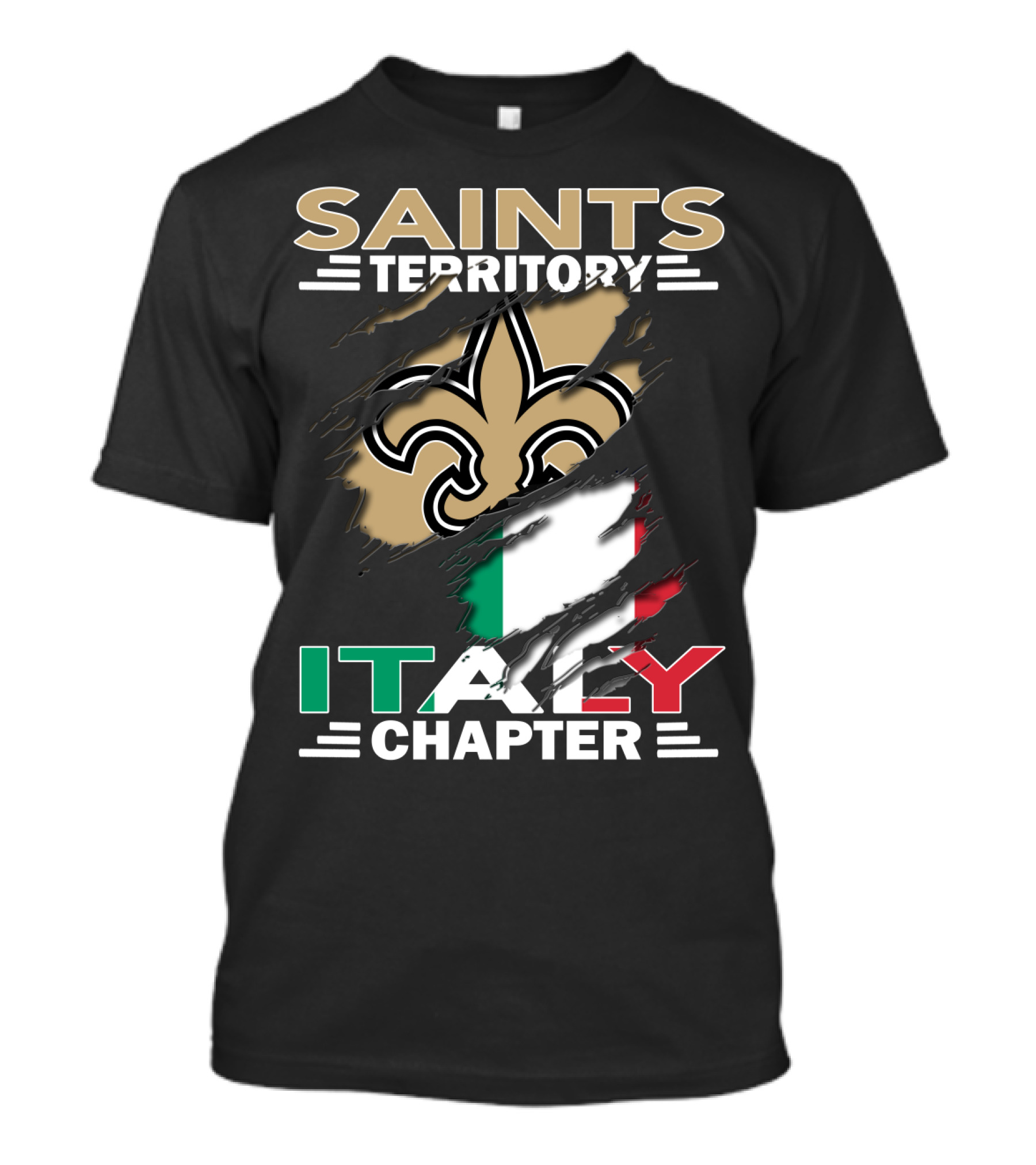 Saints Territory Italy Chapter Fleur-de-Lis With Italian Flag T-Shirt