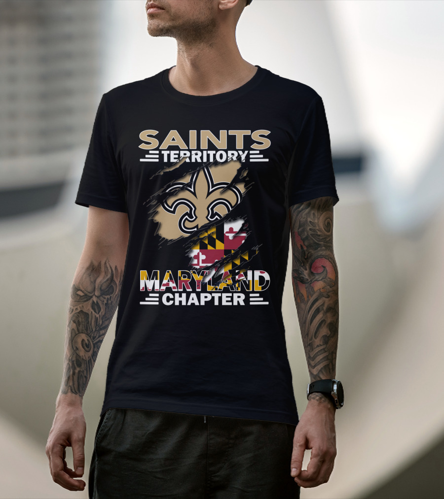 Saints Territory Maryland Chapter Fleur-de-Lis And Maryland Flag T-Shirt