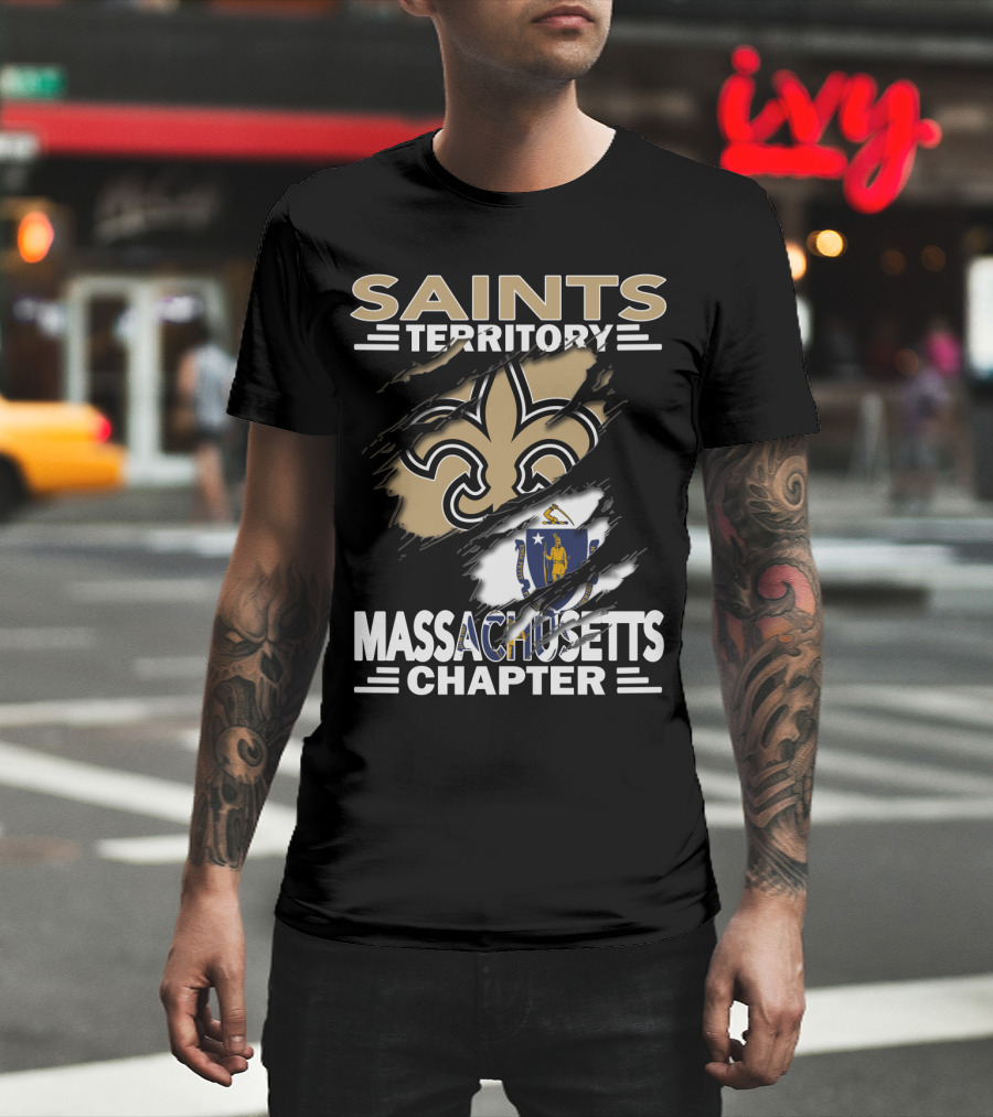 Saints Territory Massachusetts Chapter Fleur-de-Lis And State Seal T-Shirt
