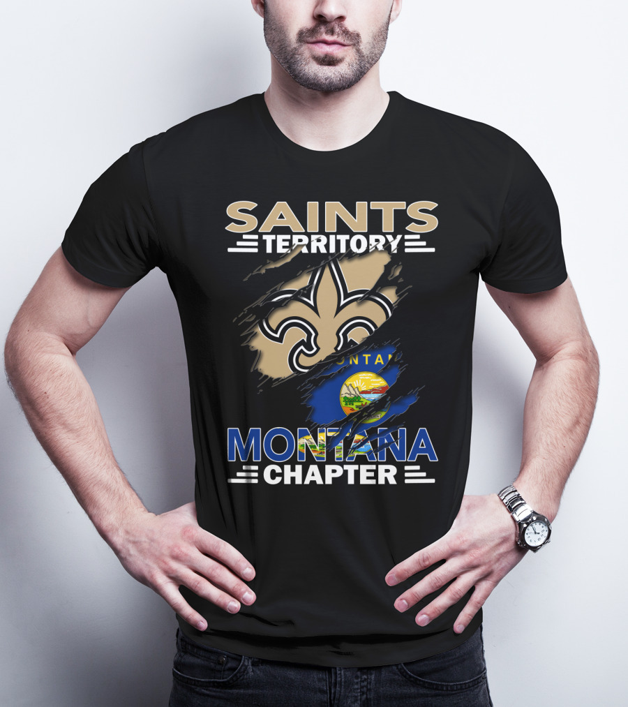 Saints Territory Montana Chapter Fleur-De-Lis State Flag Iconic Symbol T-Shirt