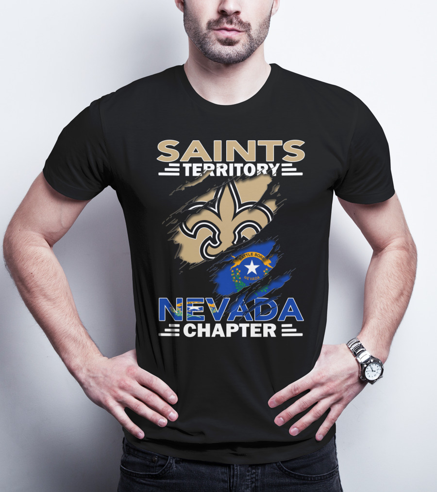 Saints Territory Nevada Chapter Battle Born Fleur-de-Lis Flag T-Shirt