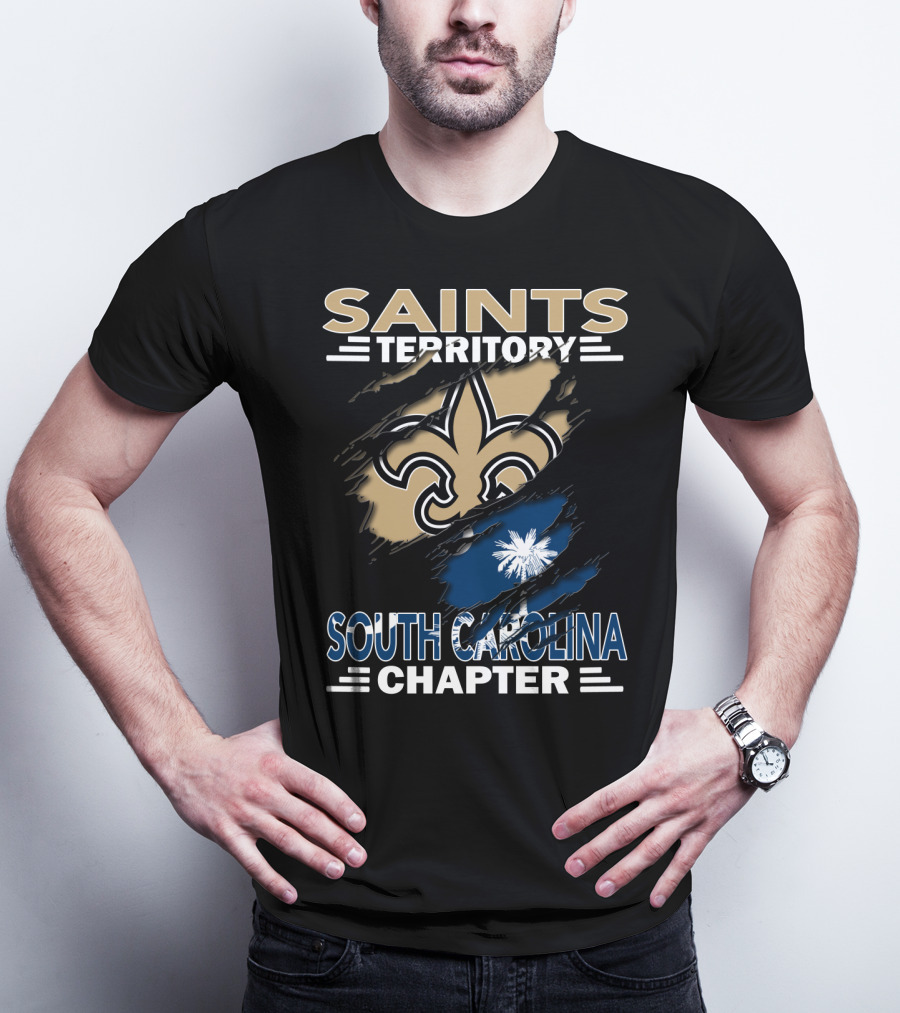 Saints Territory South Carolina Chapter Fleur-de-lis And Palmetto Flag T-Shirt