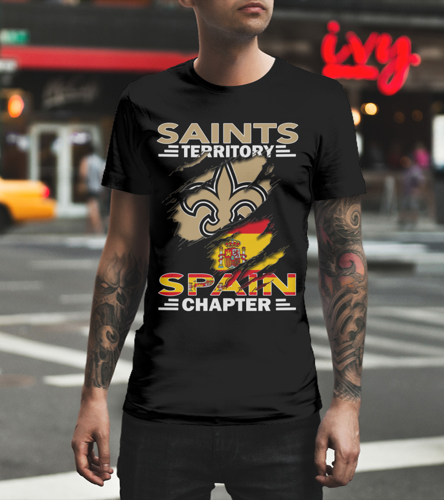 Saints Territory Fleur-De-Lis Spain Chapter Flag T-Shirt