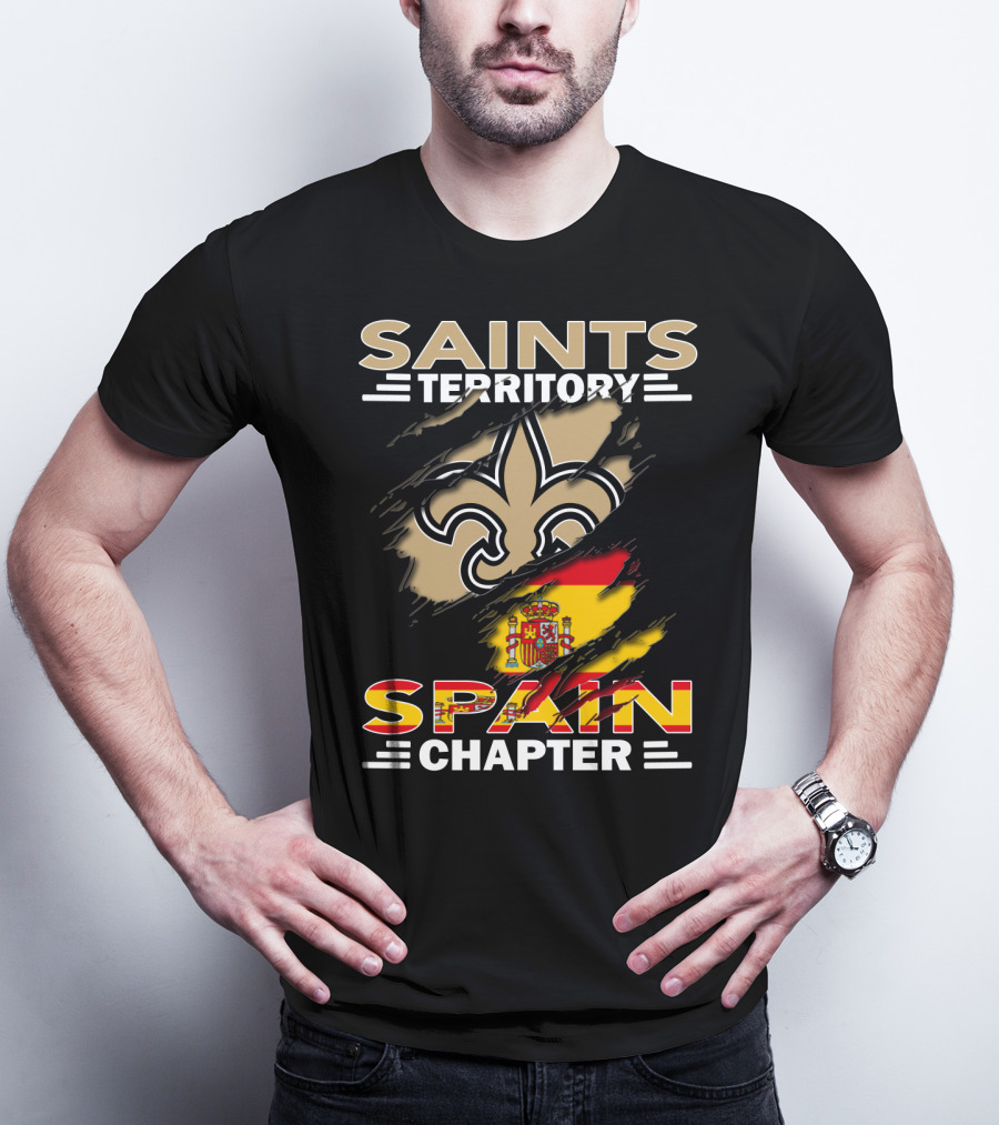 Saints Territory Fleur-De-Lis Spain Chapter Flag T-Shirt