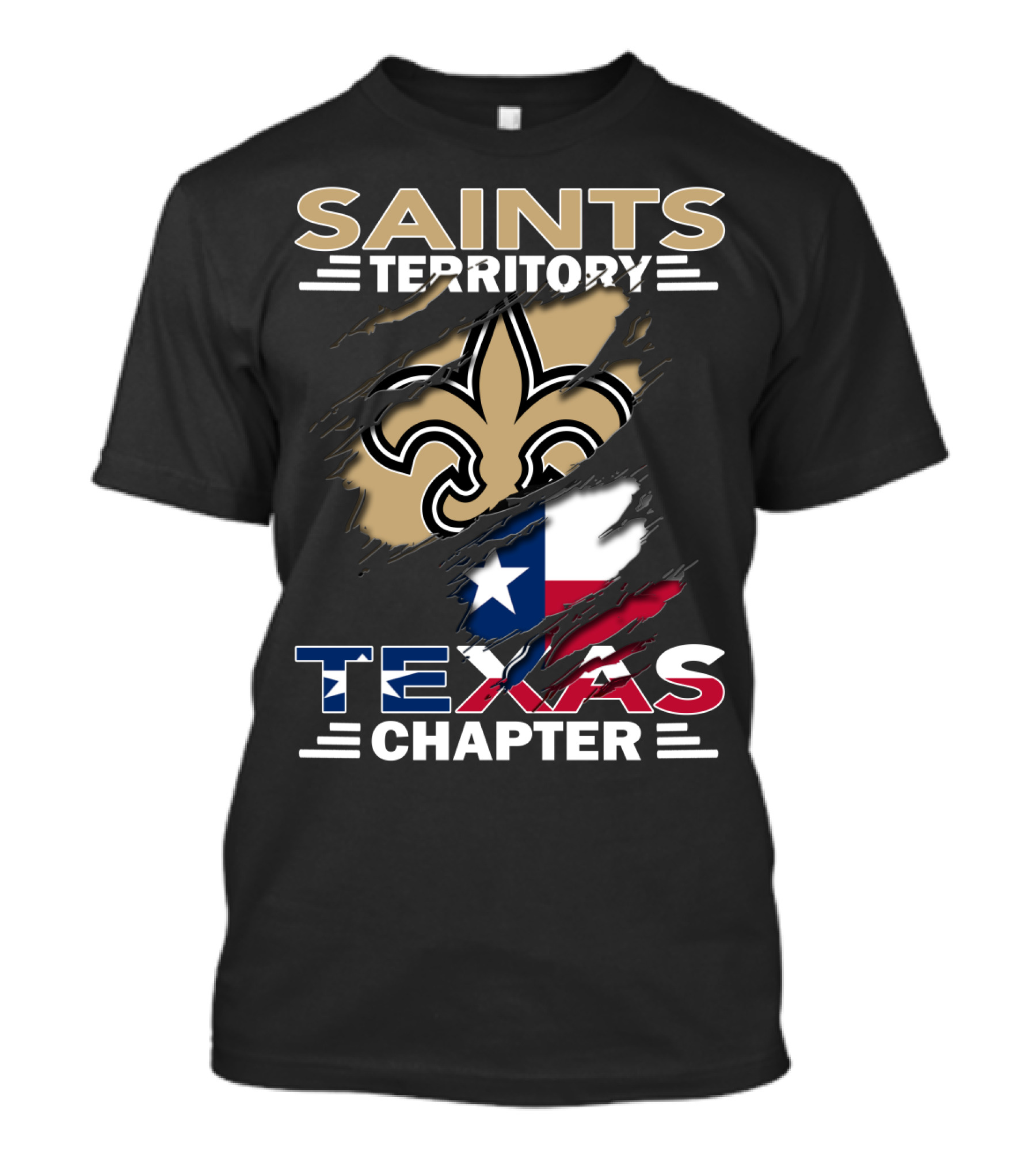 Saints Territory Texas Chapter Fleur-de-Lis And Texas Flag T-Shirt