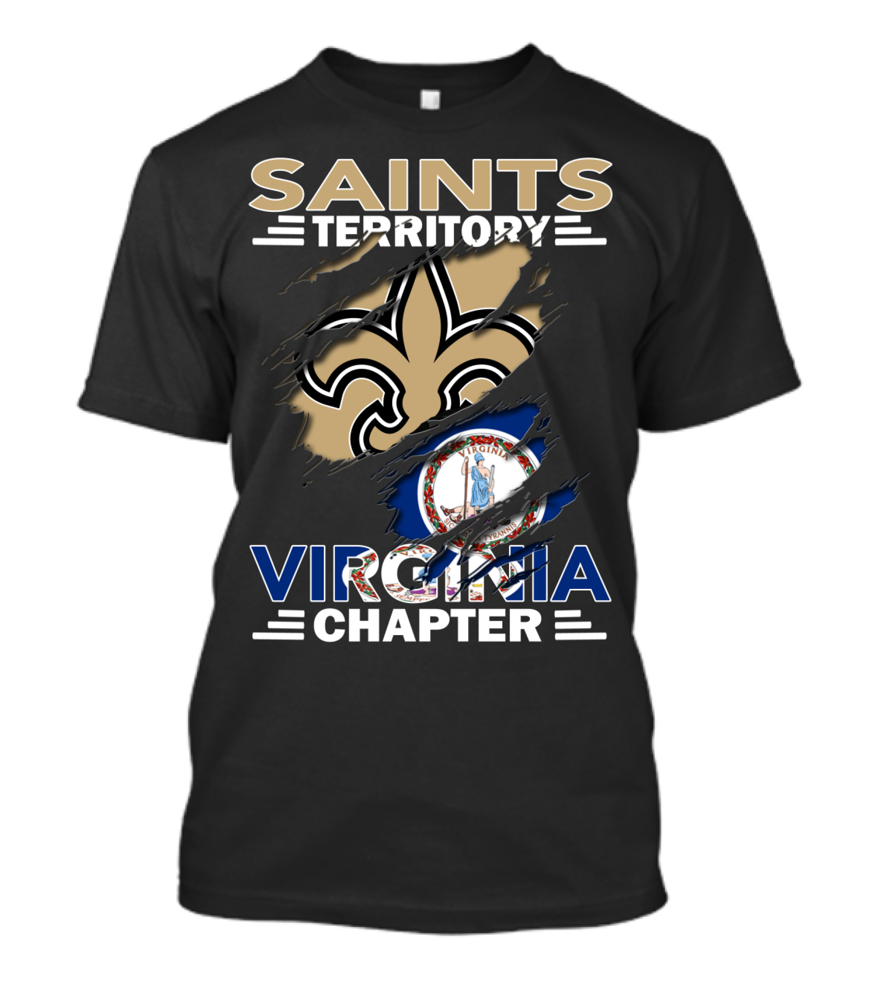 Saints Territory Virginia Chapter Fleur-de-Lis State Flag T-Shirt